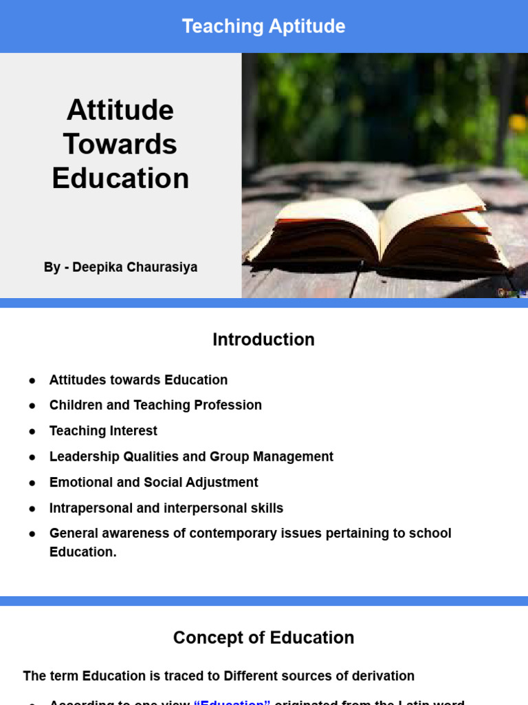 Attitude Towards Education | PDF | Teachers | Learning