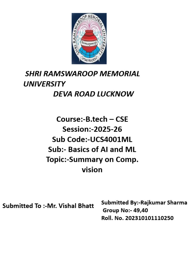 Summary of Computer Vision | PDF | Computer Vision | Machine Learning