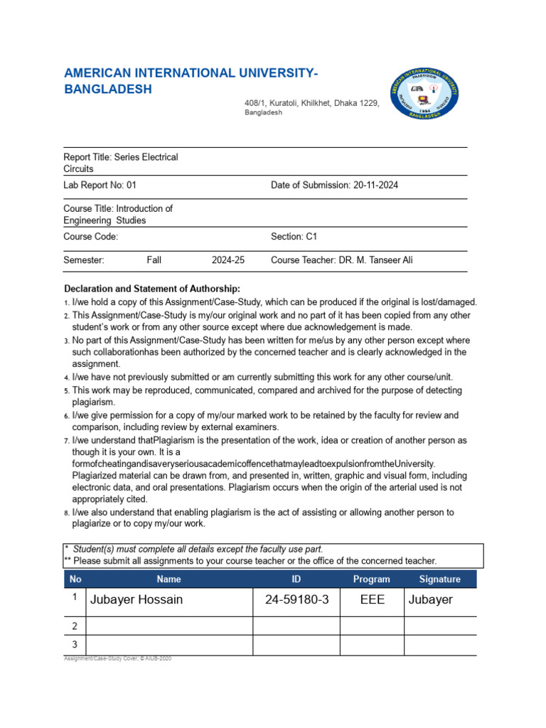 Series Electrical Circuits Lab Report | PDF | Resistor | Electrical Network