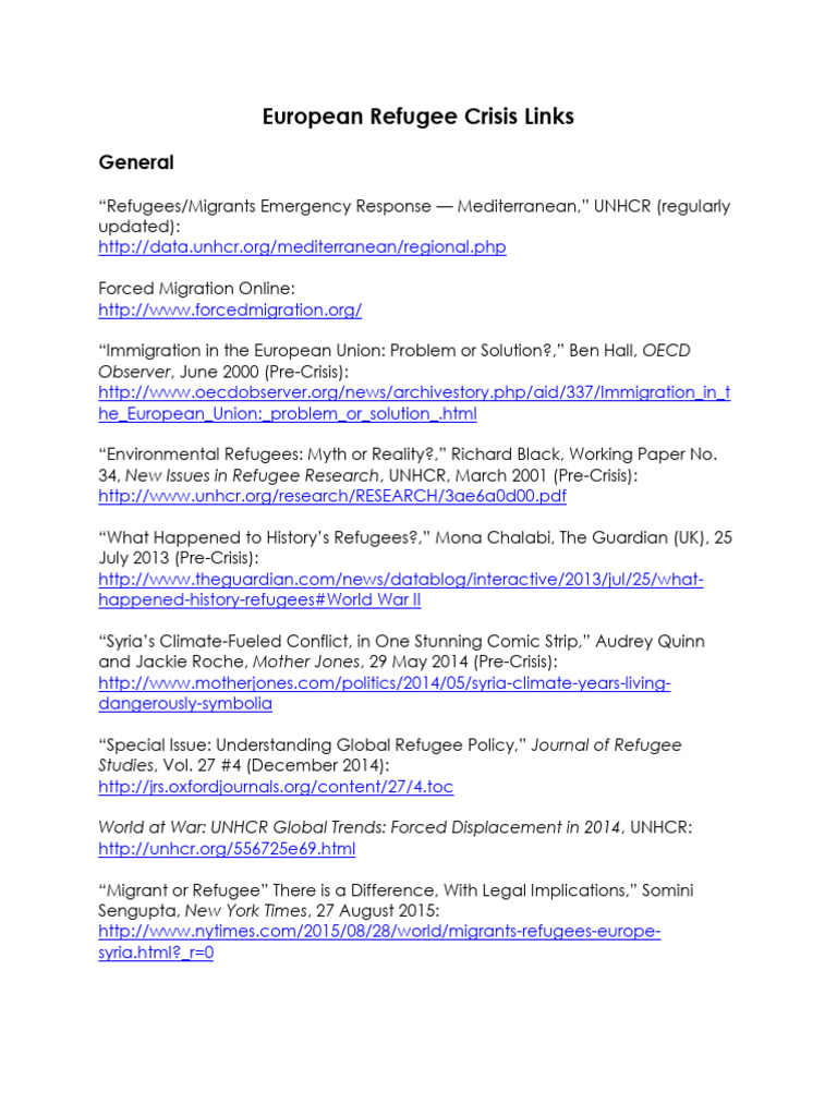 26-European Refugee Crisis Links | PDF | United Nations High ...