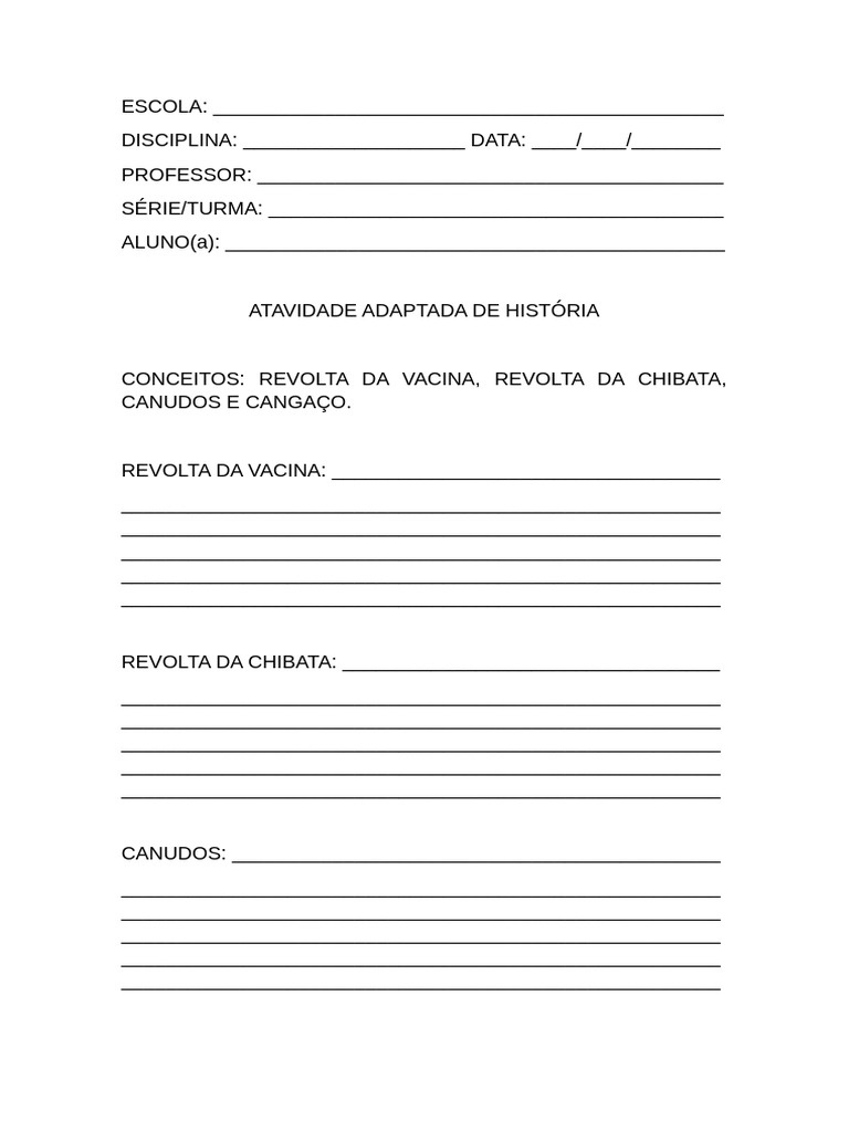 Atividade De História Pdf