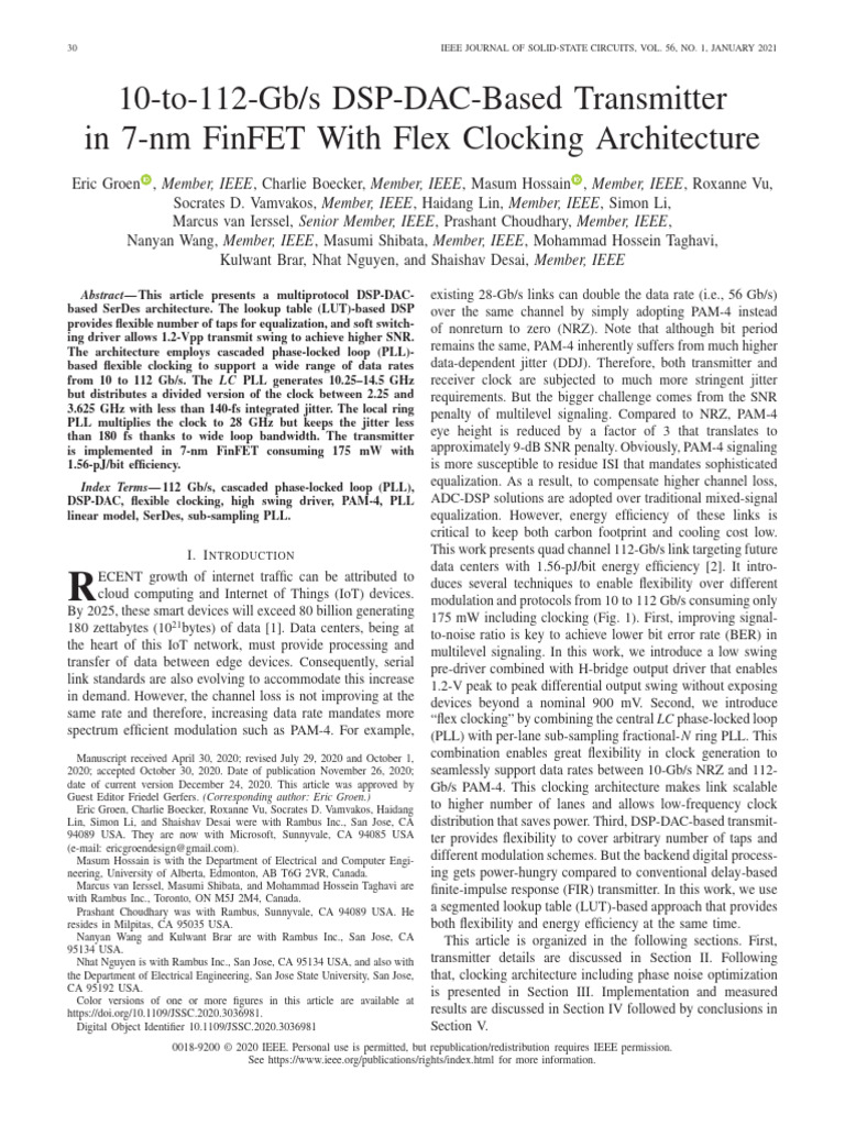 10-To-112-Gb S DSP-DAC-Based Transmitter in 7-nm FinFET With Flex ...