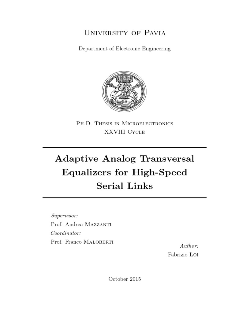 Adaptive Analog Transversal Equalizers For High-Speed Serial Links ...