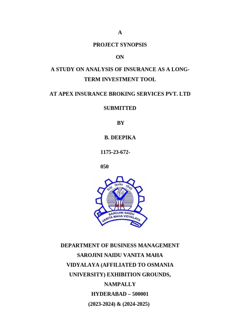 A Complete Project Report On of Insurance As An Investent Tool | PDF | Insurance | Survey ...