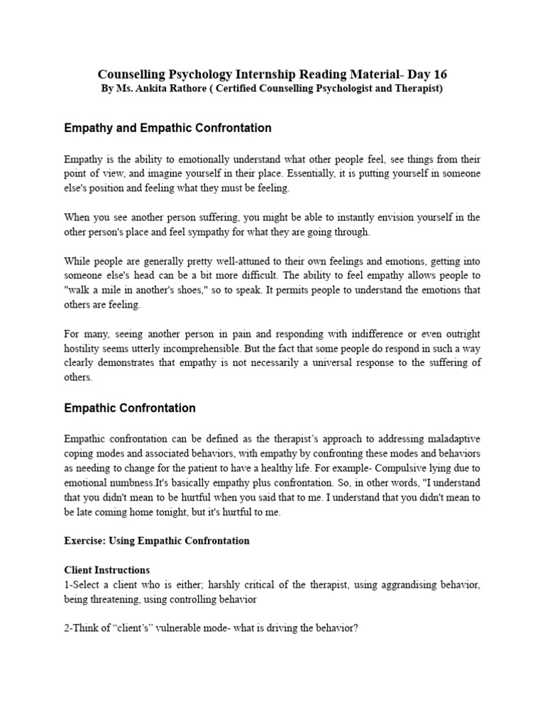 Counselling Psychology Internship Reading Material - Day 16 | PDF ...
