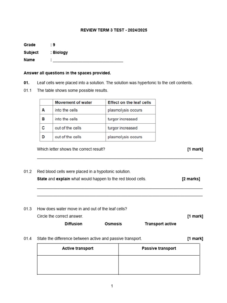 G9 Biology Review For Term 3 Test | PDF | Genotype | Dominance (Genetics)
