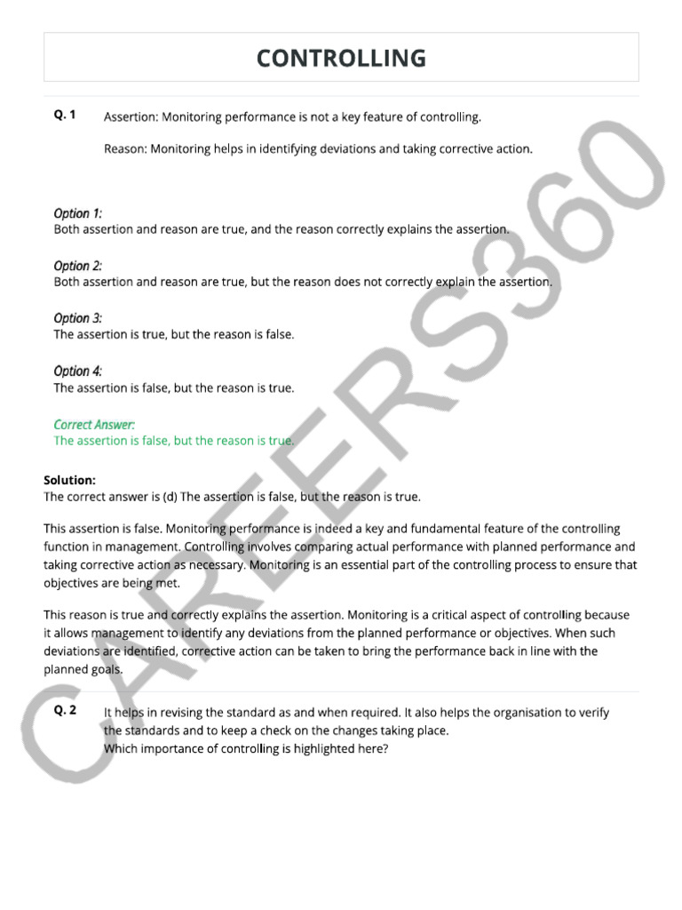 CONTROLLING MCQs | PDF