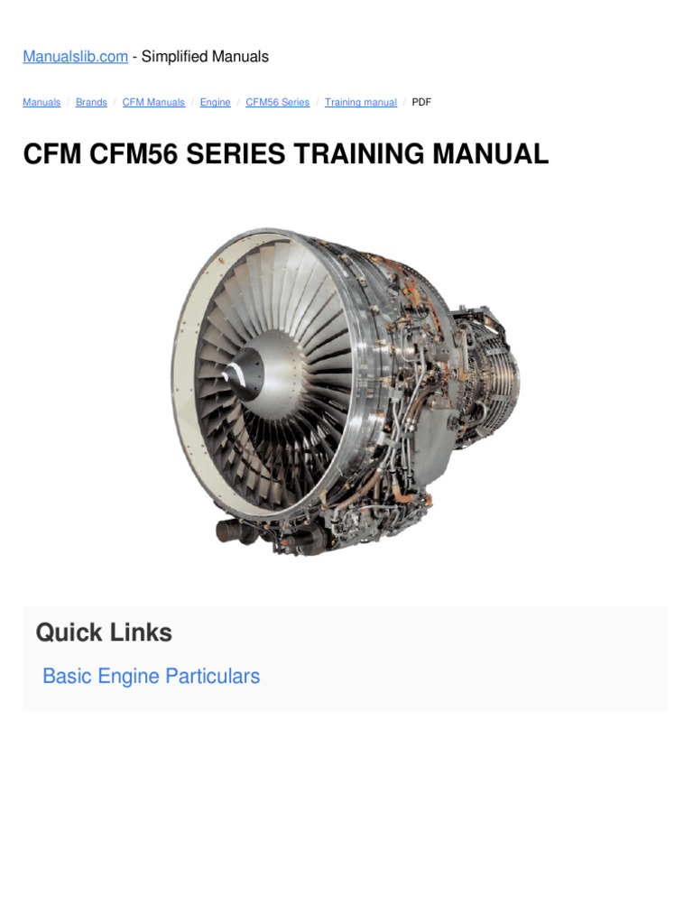 CFM Cfm56 Series Training Manual: Quick Links | PDF | Turbine | Mechanical Engineering
