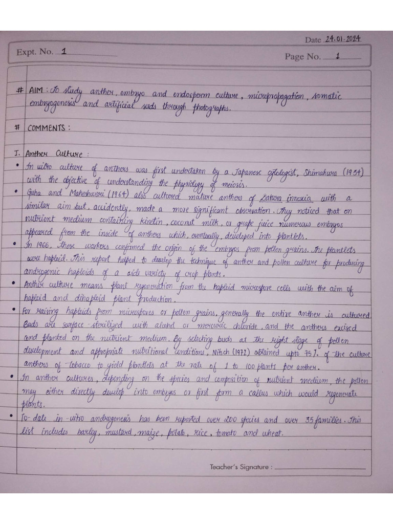 Plant Biotechnology Practical file | PDF