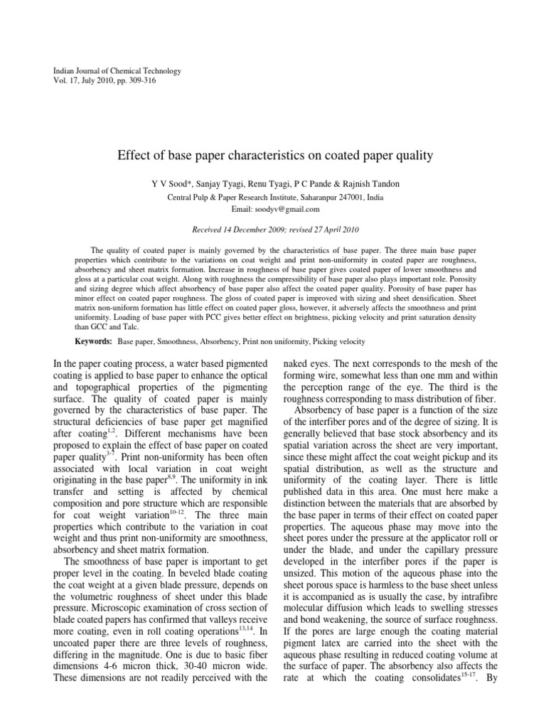 Effect of Base Paper On Coating | PDF | Paper | Industrial Processes