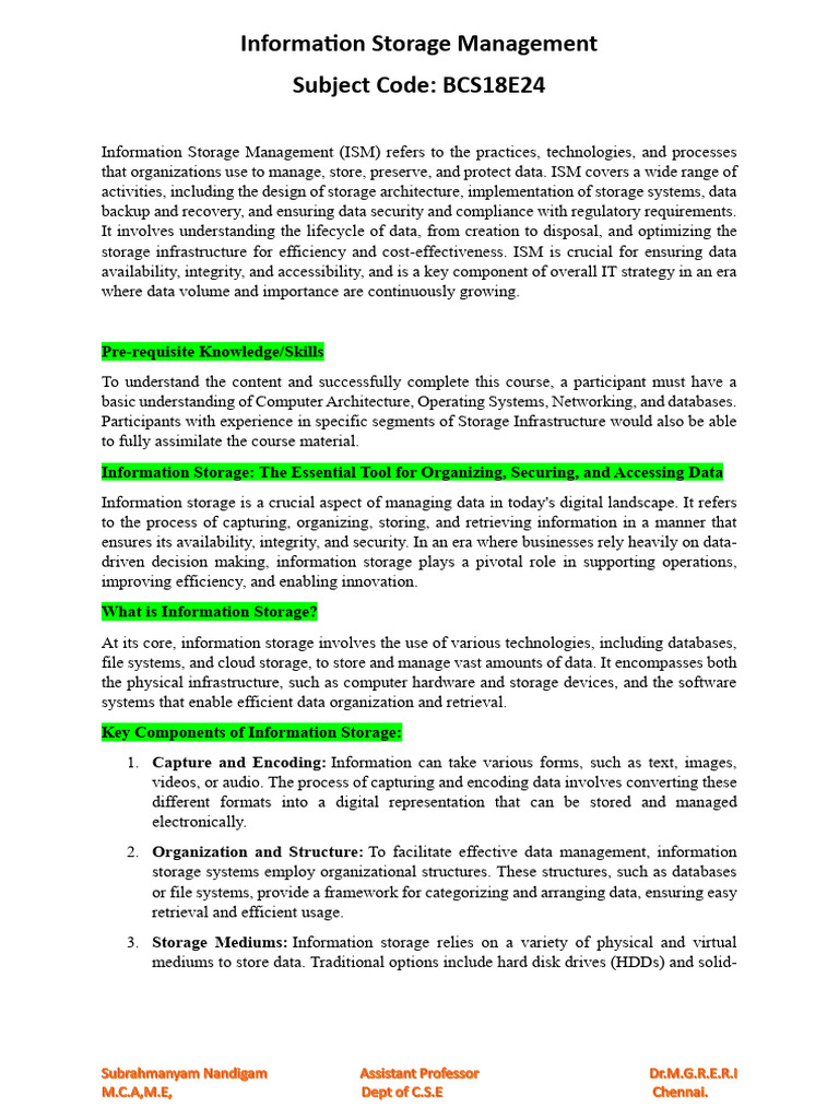 Information Storage Management | PDF | Central Processing Unit | Computer Data Storage