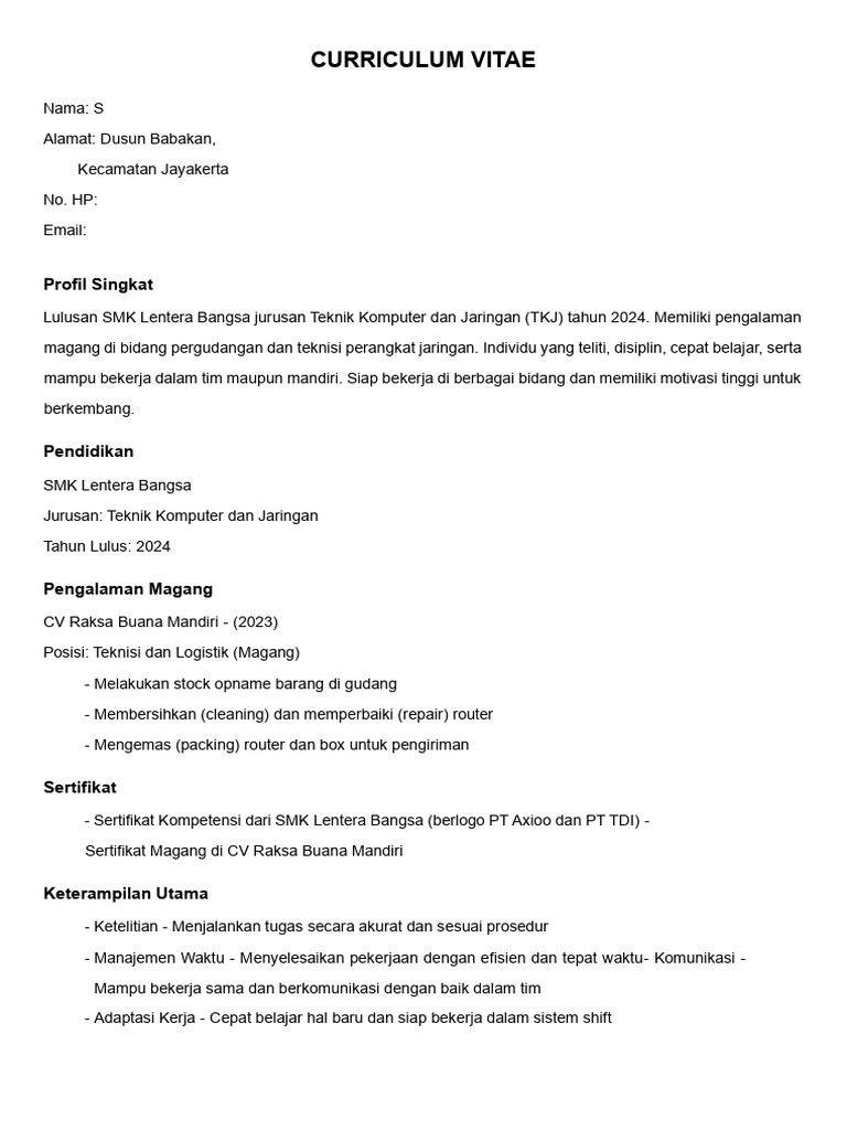 CV Sahid Kustaman | PDF