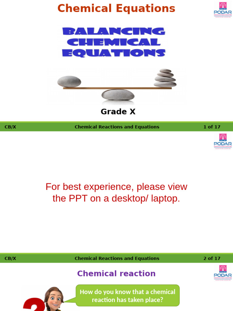 PPT2 CB X Sci Chemical Reactions and Equations | PDF | Chemistry | Chemical Reactions