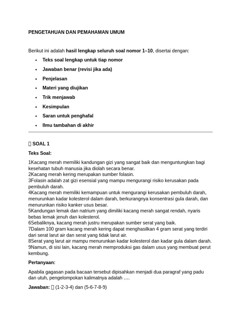 Pengetahuan Dan Pemahaman Umum | PDF