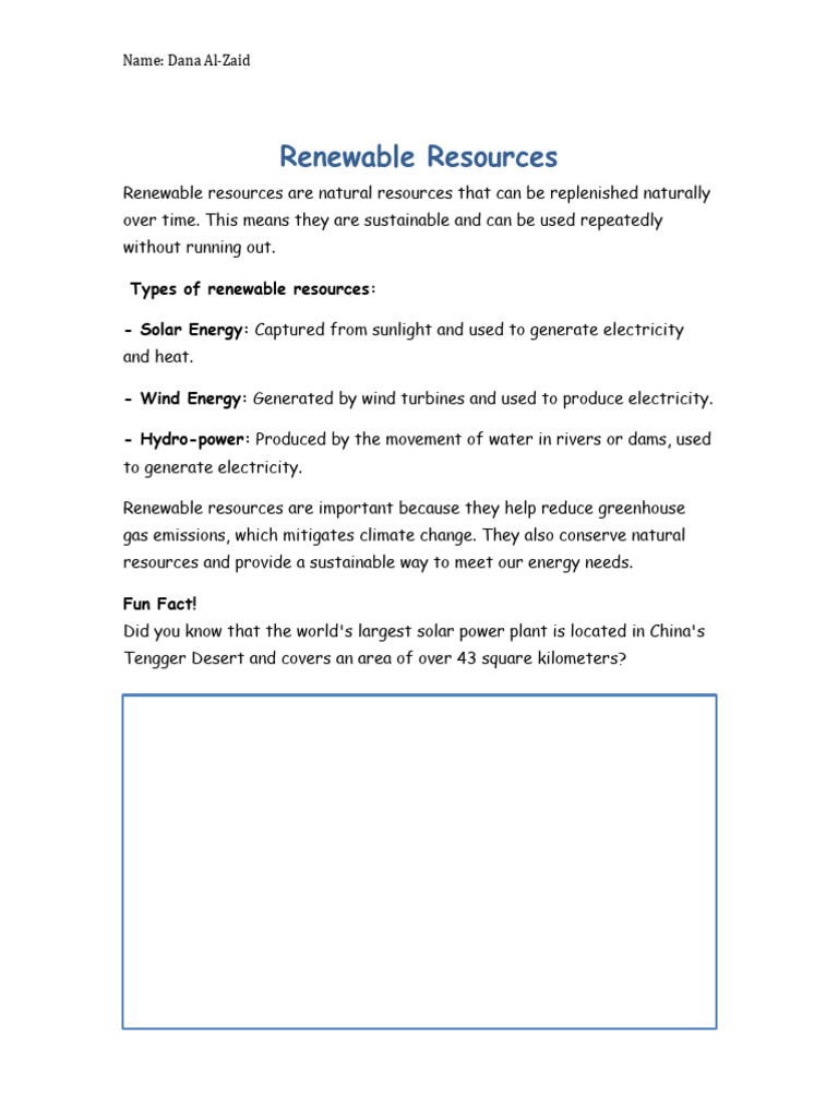 Renewable Resources Research - Docx Dana | PDF