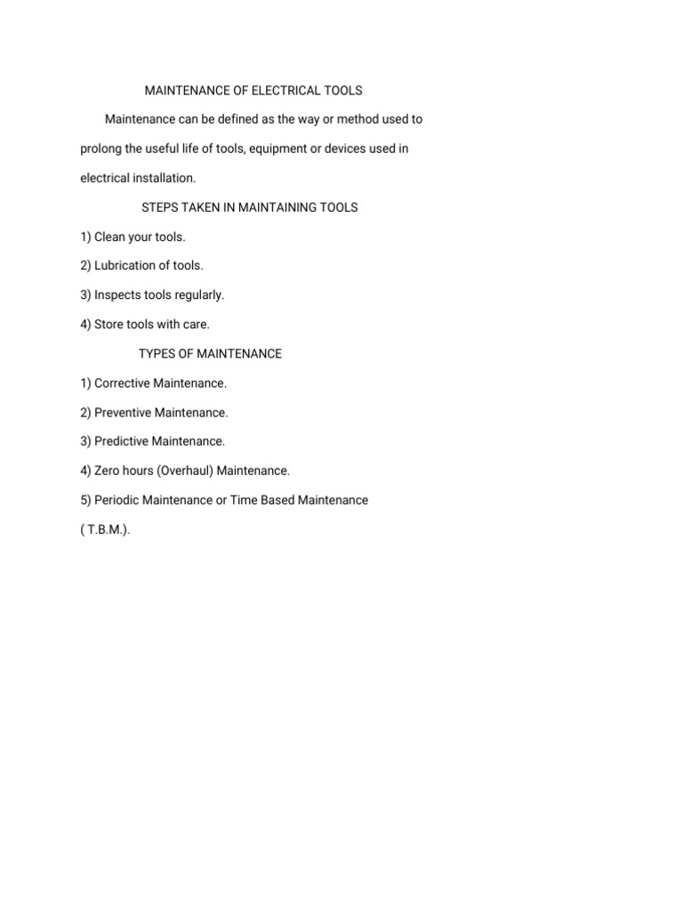 9431 - Maintenance of Electrical Tools | PDF