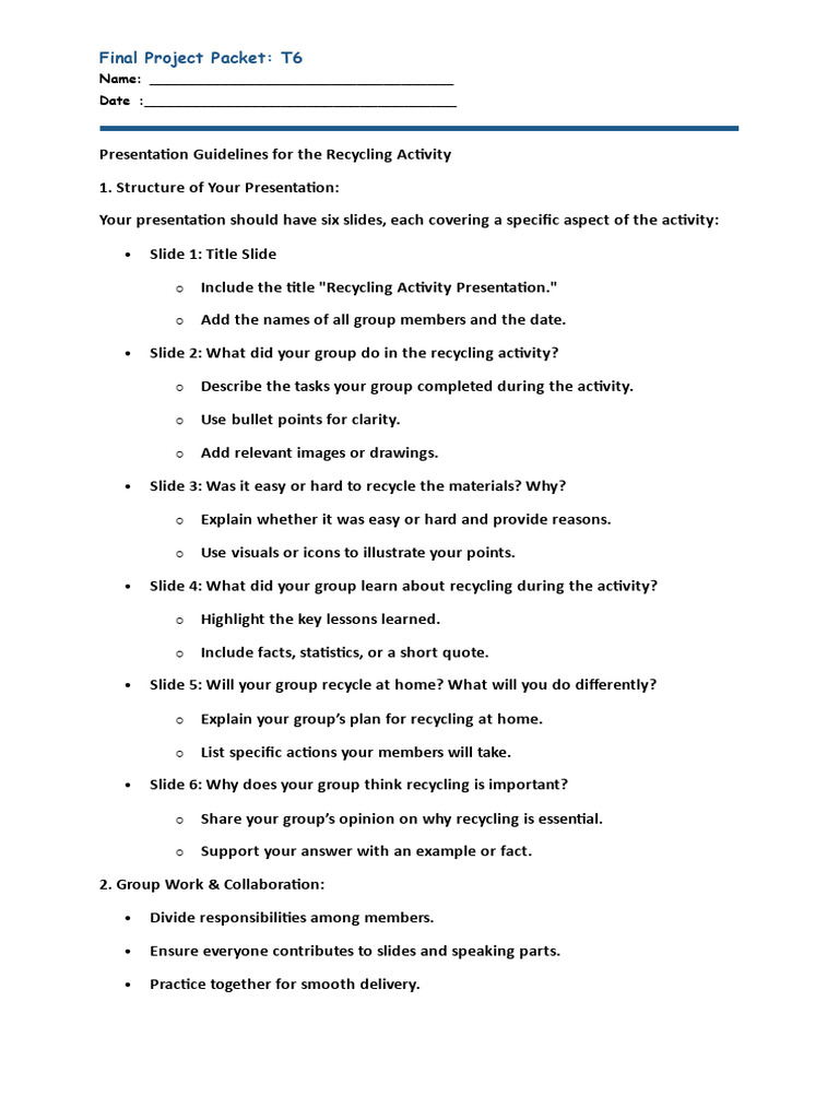 Recycling Activity Presentation Guide | PDF | Human Communication ...