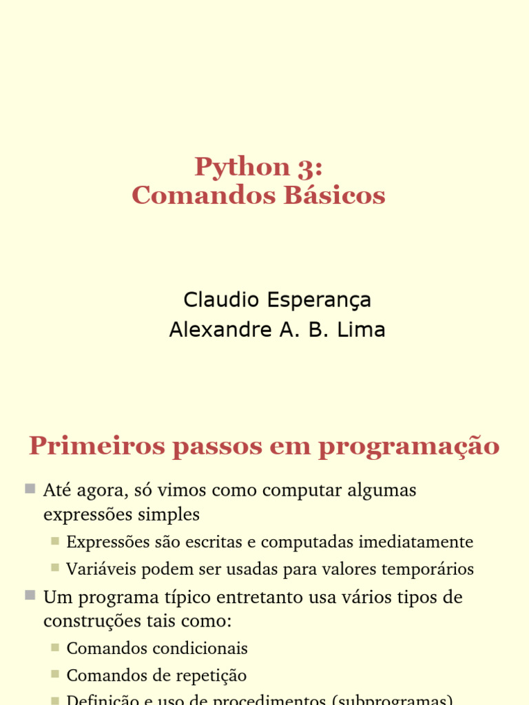 03 Programacao Com Python 3 Comandos Basicos - Compress | PDF | Número primo | Números