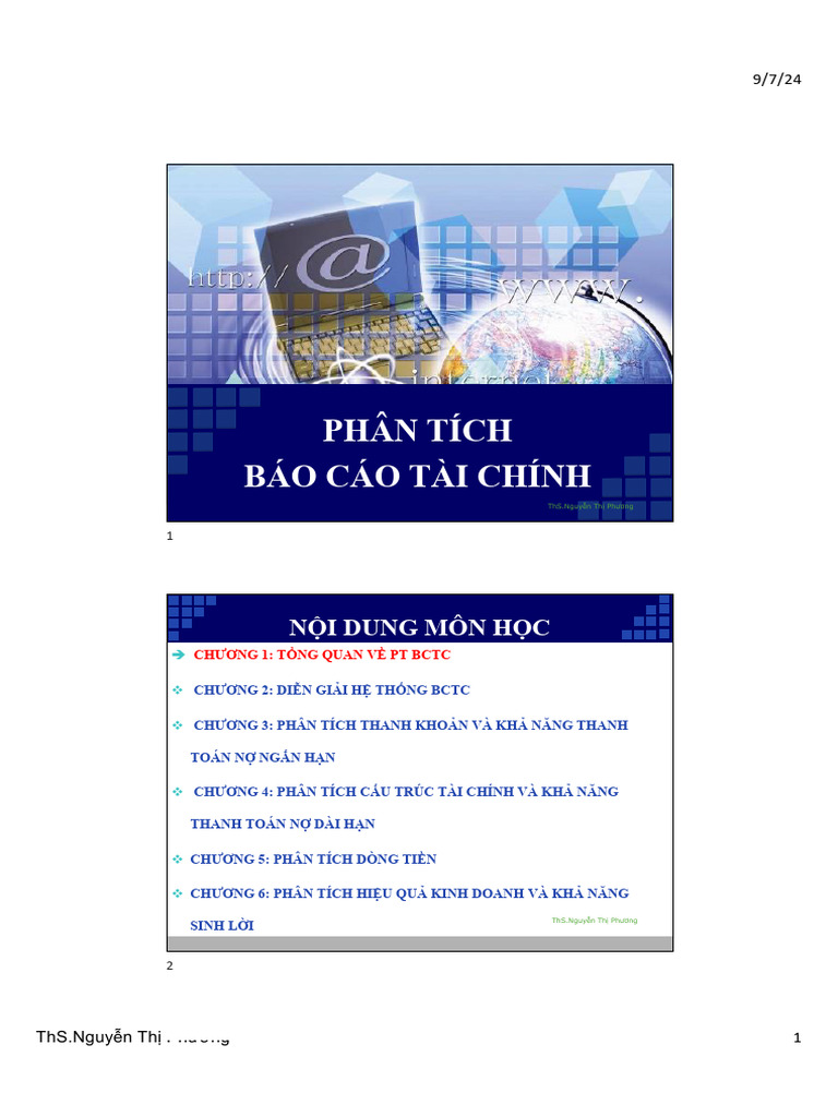 Buoi 2 - Chương 1 TỔNG QUAN VỀ PHÂN TÍCH BCTC | PDF