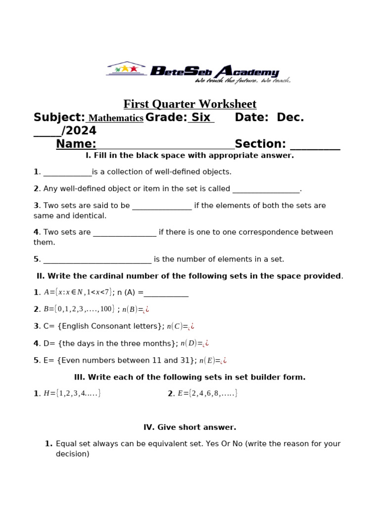 W-SHEET G6 math | PDF