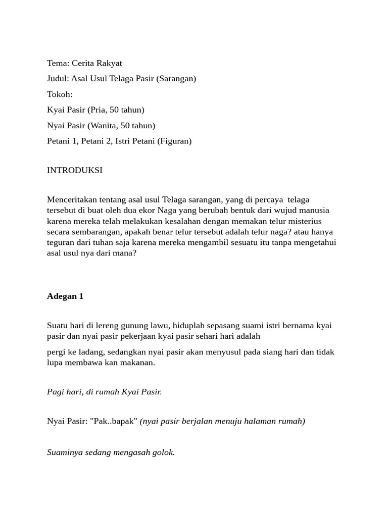 Legenda Asal Usul Telaga Sarangan | PDF