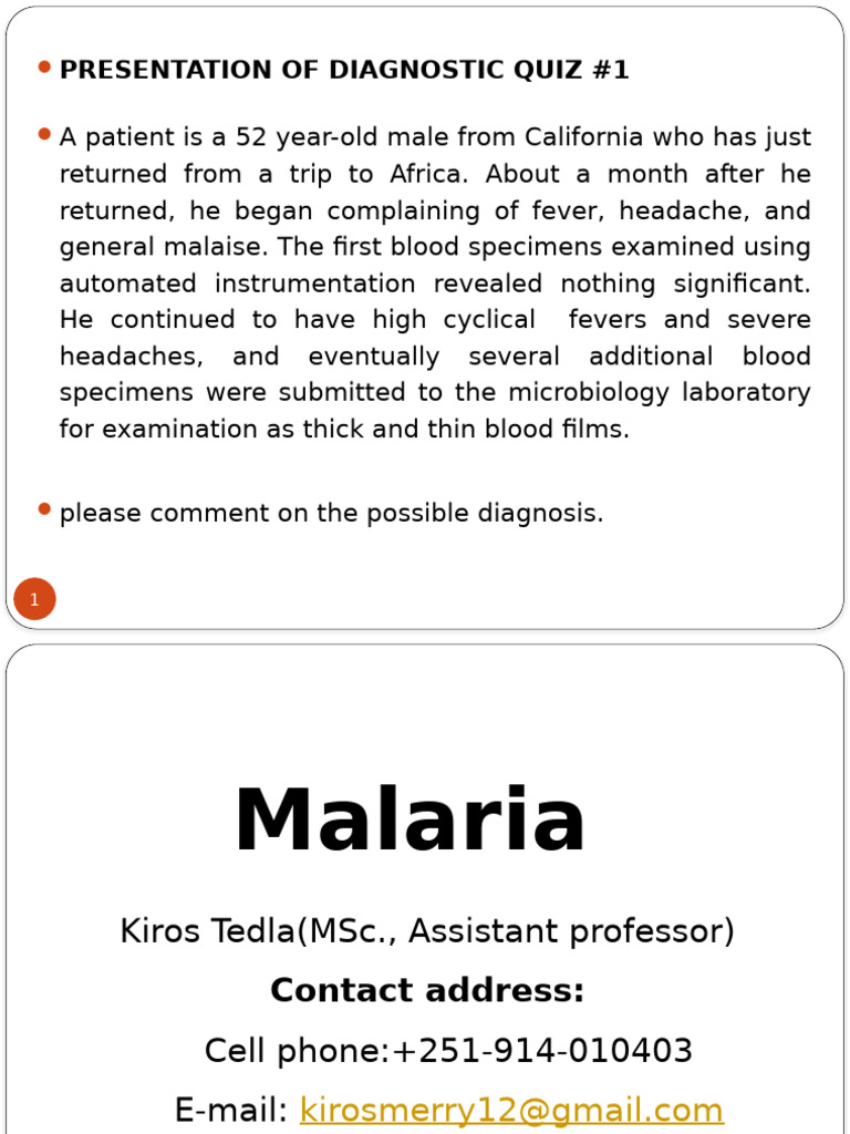 Malaria For M-Lab-Lecture | PDF | Malaria | Plasmodium Falciparum