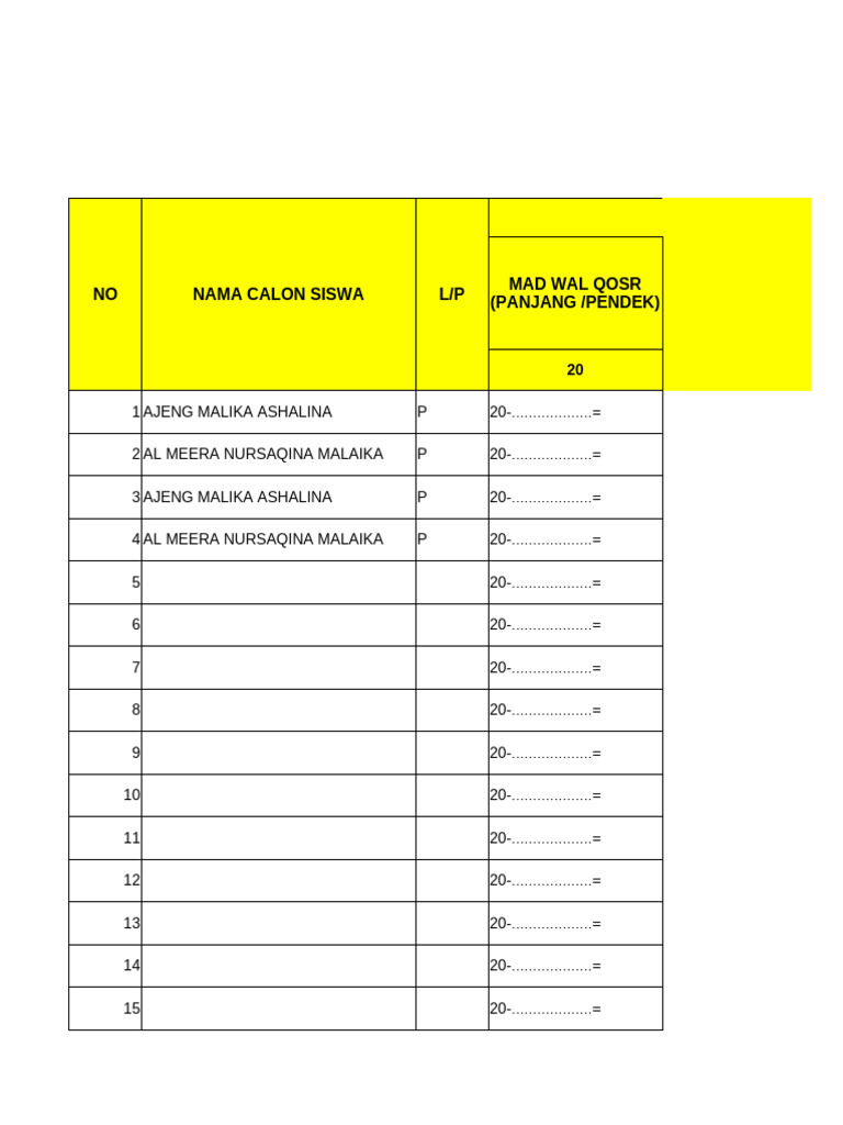 Form Penilaian BTQ 2025-2026 | PDF