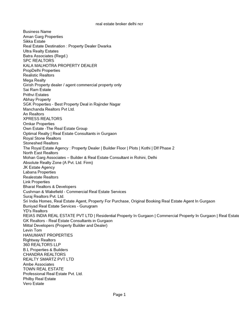 Real Estate Broker Delhi NCR | PDF | Real Estate