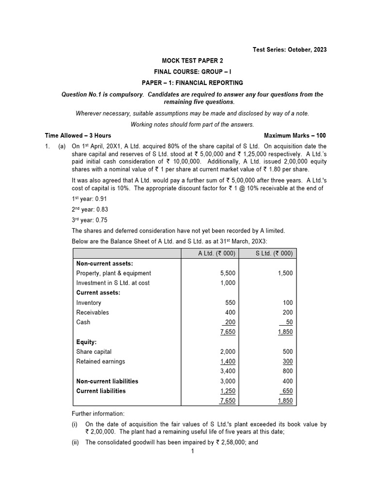 CA Final Paper 1 Financial Reporting Mtp Series 2 240607 224225 | PDF | Fair Value | Business ...
