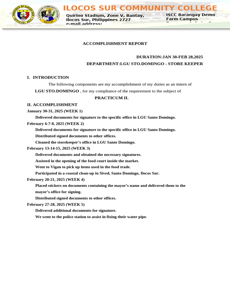 Accomplishment-Report - OJT 3rd YEAR | PDF