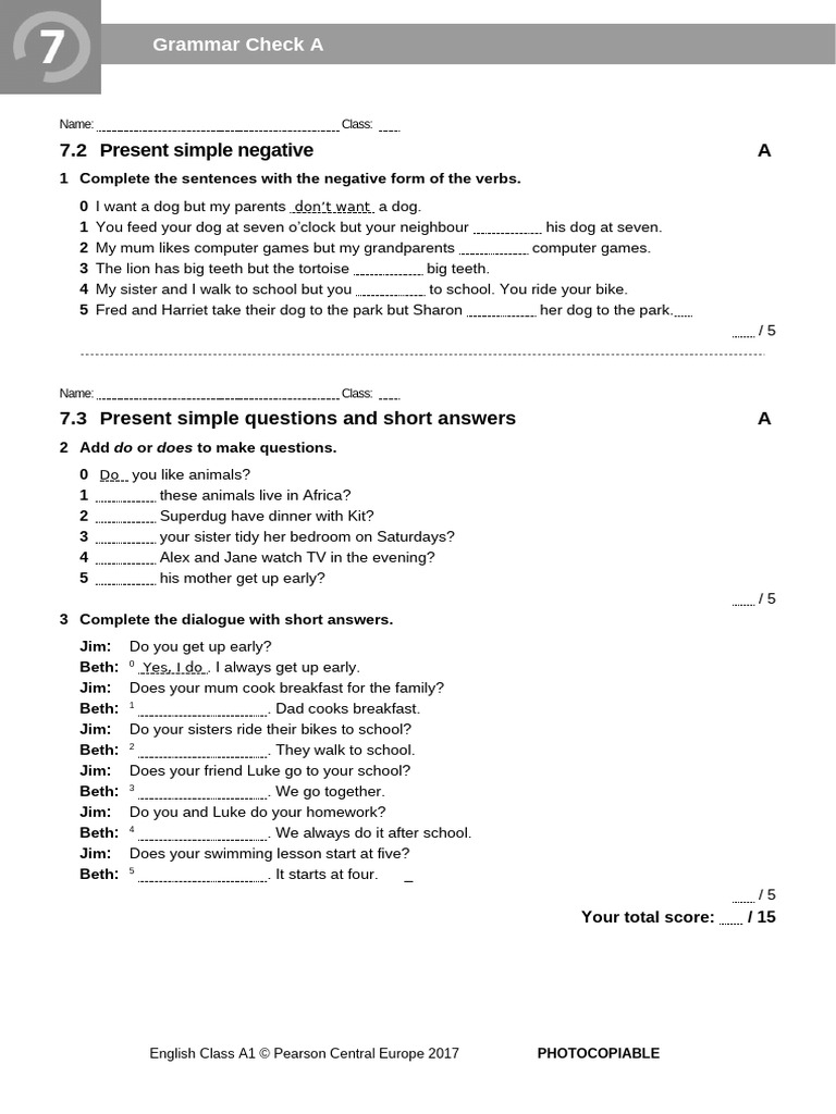 Grammar Check 7A | PDF
