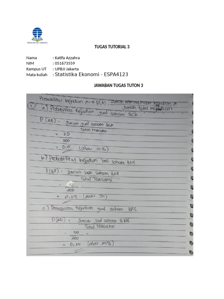 Katifa Azzahra - 051673559 - TUTON | PDF