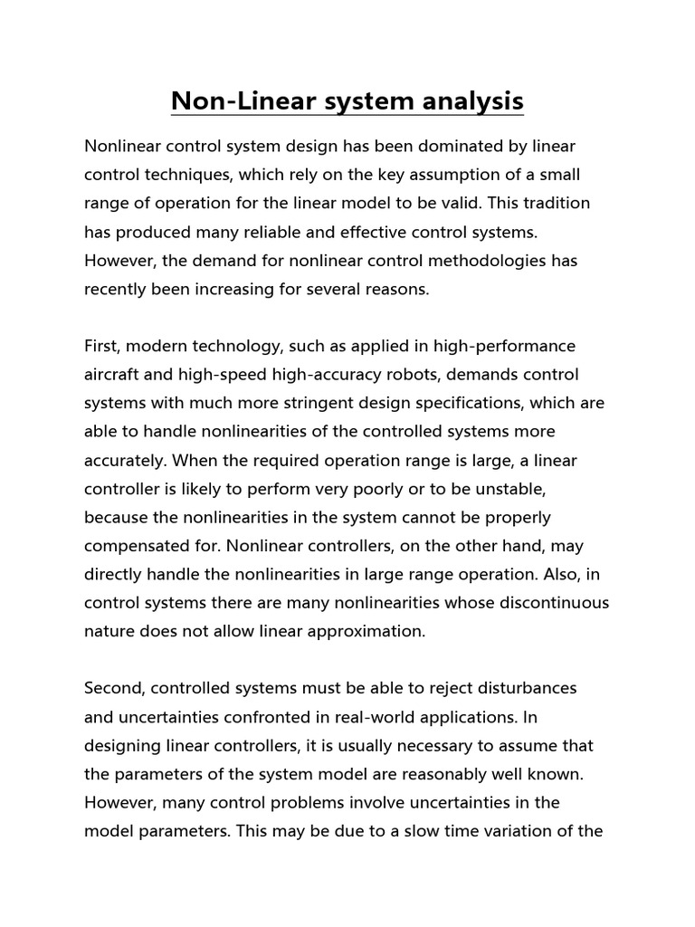 Non-Linear system analysis[1] | PDF | Stability Theory | Nonlinear System
