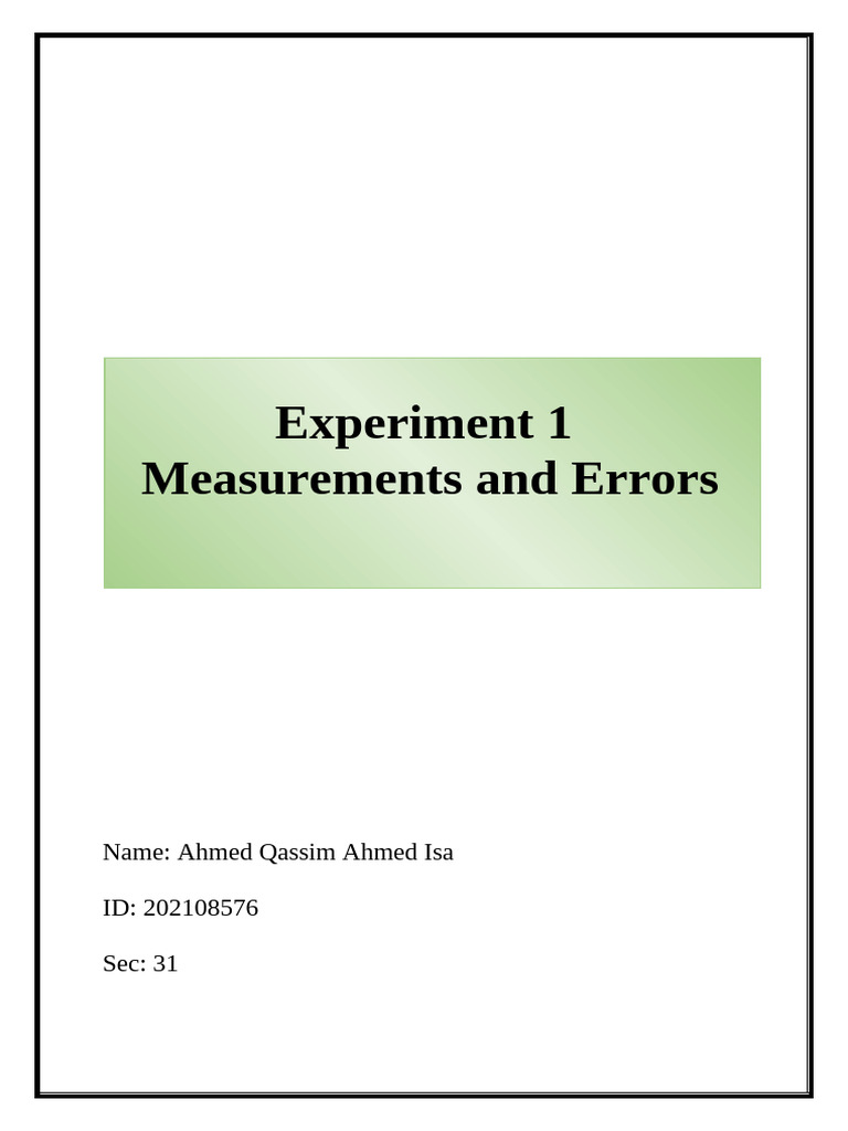 Measuring Instruments and Error Analysis | PDF | Length