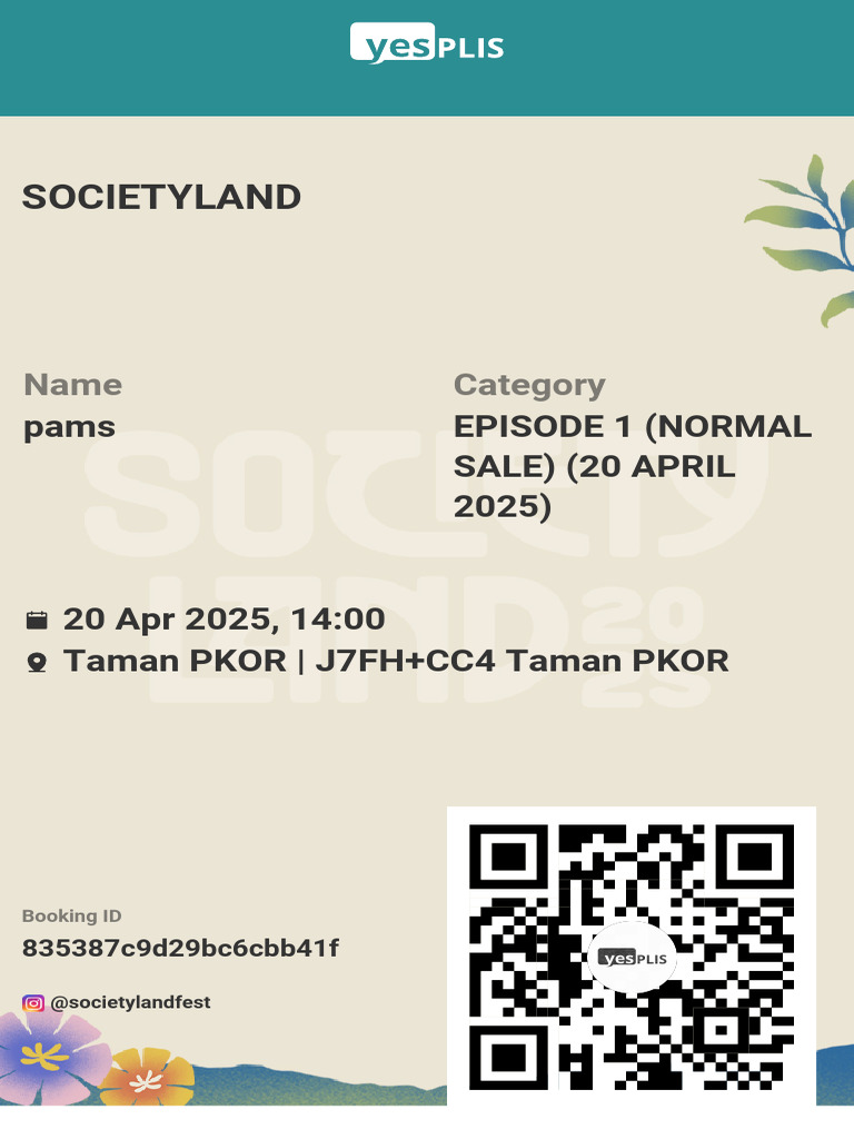 Societyland: Name Category Pams Episode 1 (Normal Sale) (20 April 2025) | PDF
