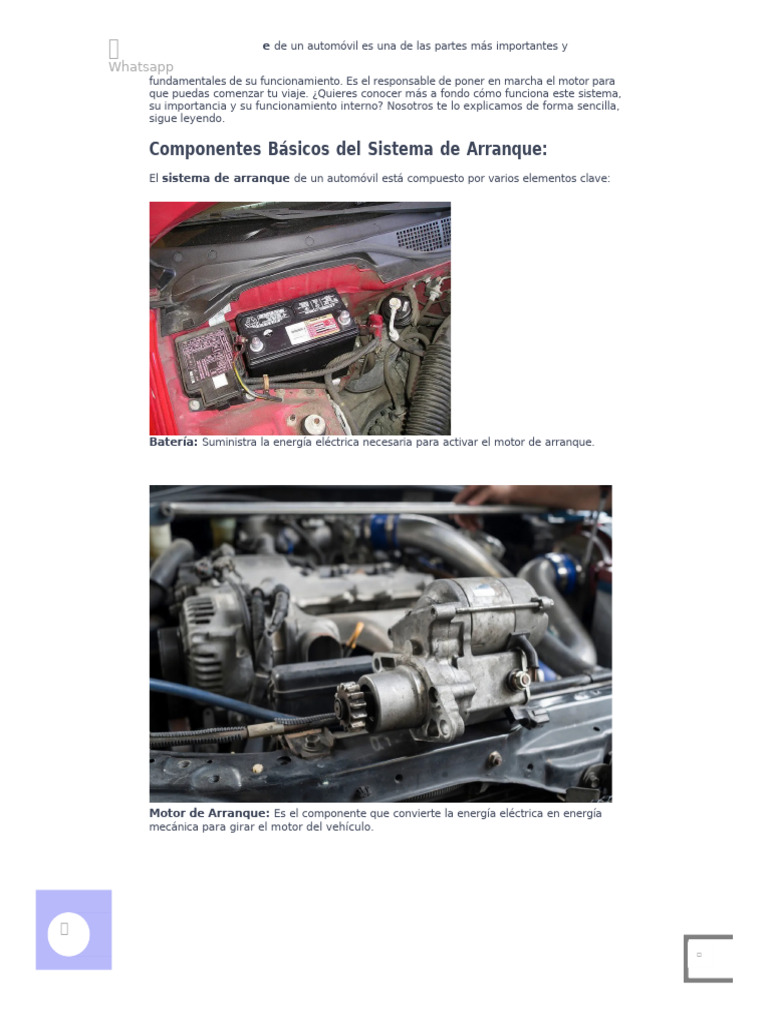 Componentes Del. Sistema de Arranque. | PDF