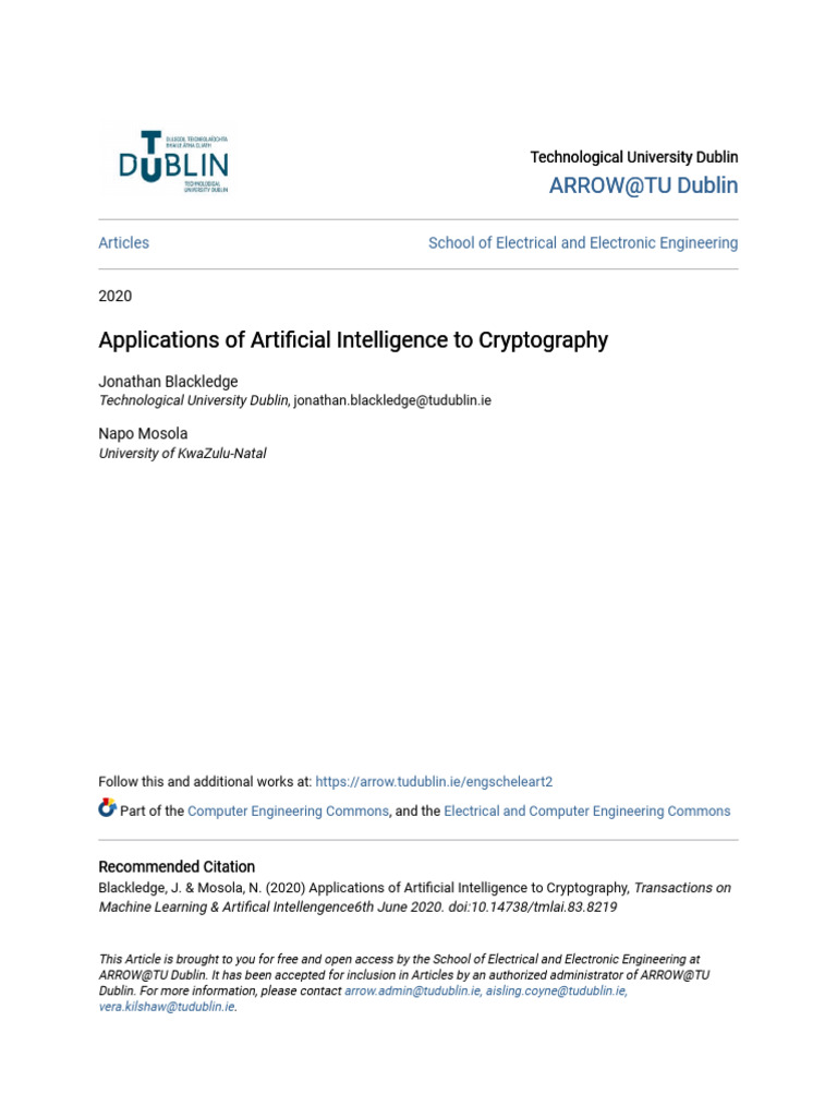 Applications of Artificial Intelligence to Cryptography | PDF ...