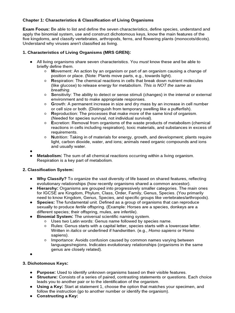 IGCSE Biology Chapters 1-3 | PDF | Cell (Biology) | Osmosis