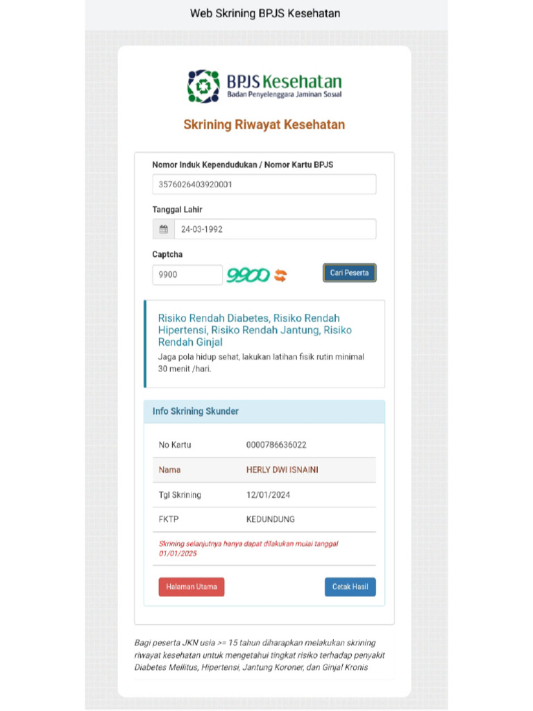 Skrining Kesehatan BPJS Tps 09 | PDF