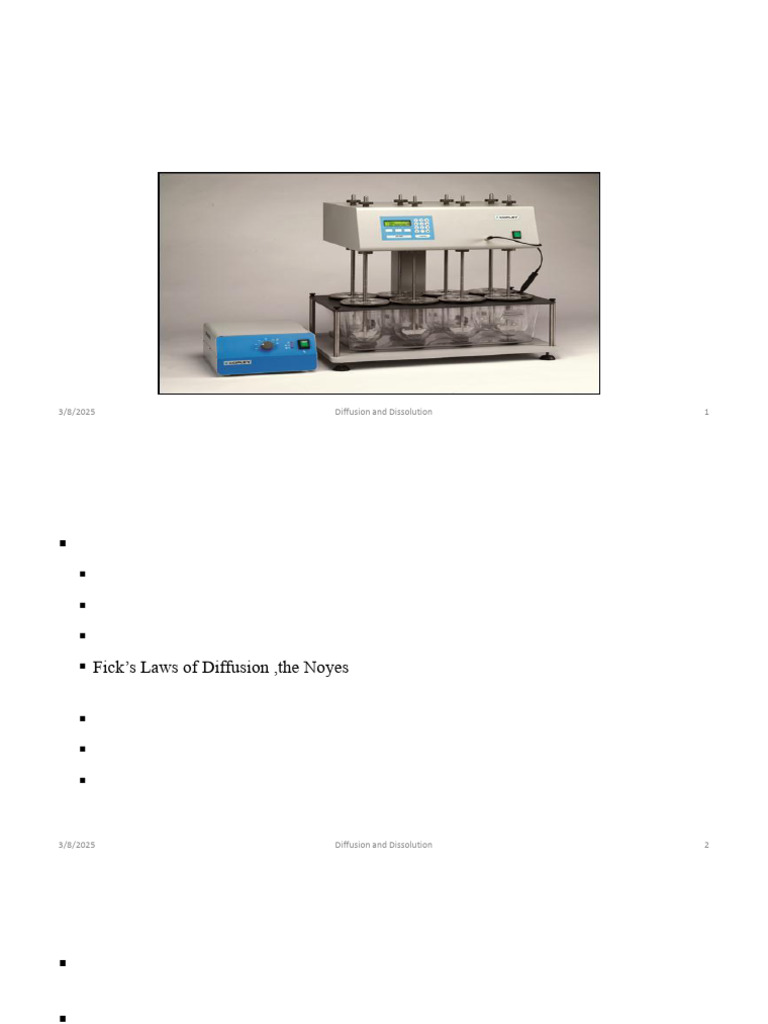 Diffusion and Dissolution | PDF | Diffusion | Solubility