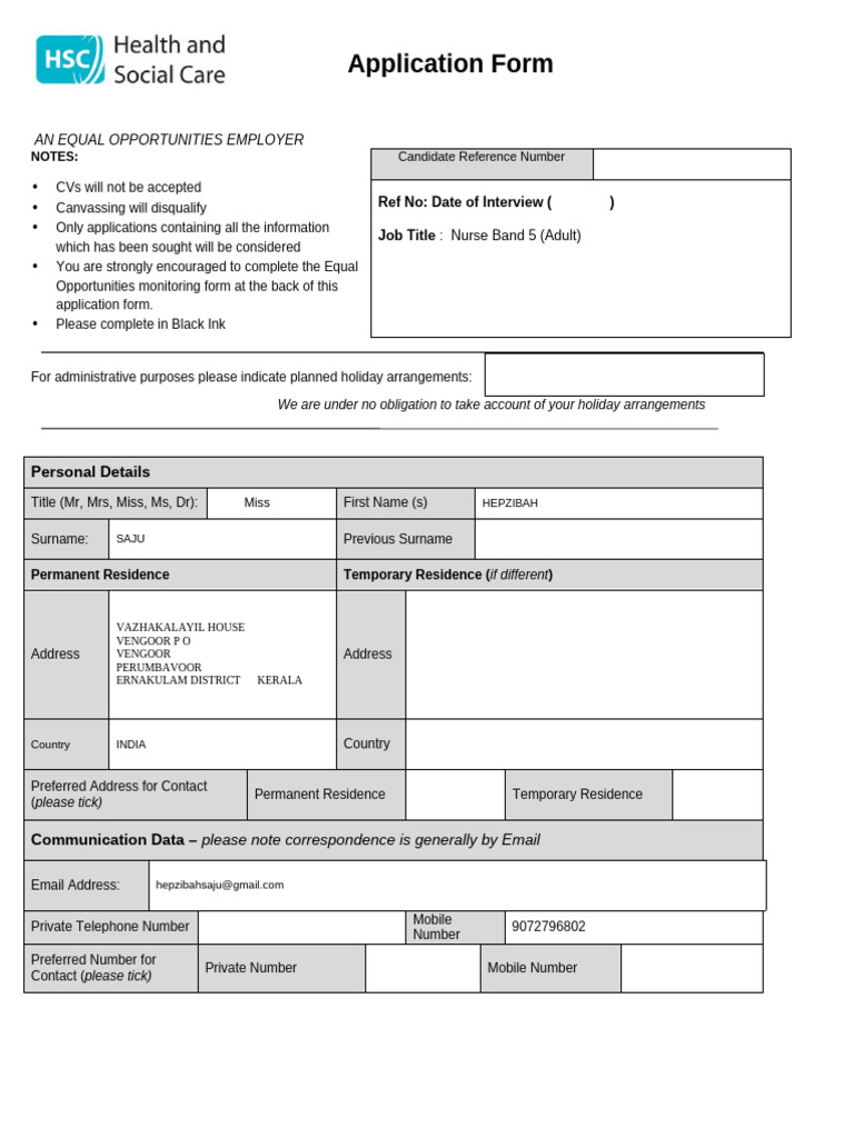 Adult or Children - Northern Ireland Application Form | PDF ...