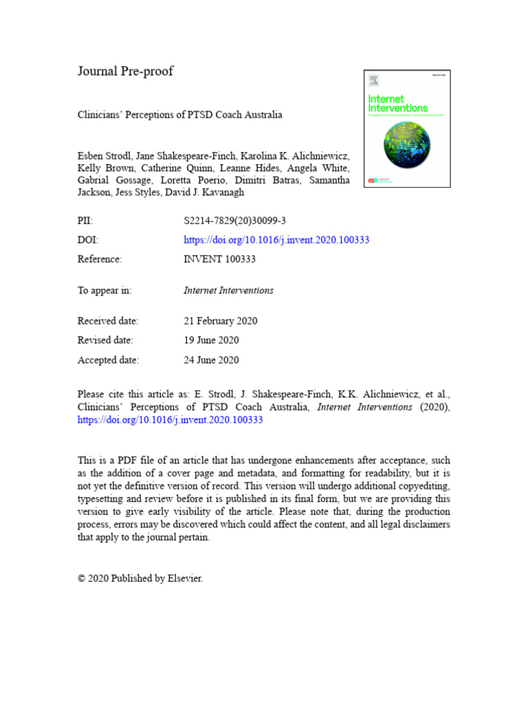 Clinicians Perceptions of PTSD Coach Australia | PDF | Focus Group | Mental Health