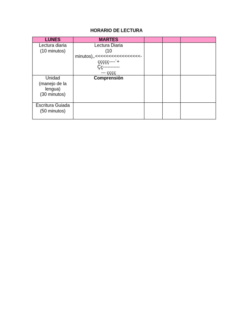 Horario de Lectura | PDF