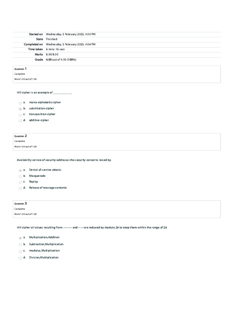 Quiz-1 - Attempt Review - GLearn | PDF | Encryption | Cryptography