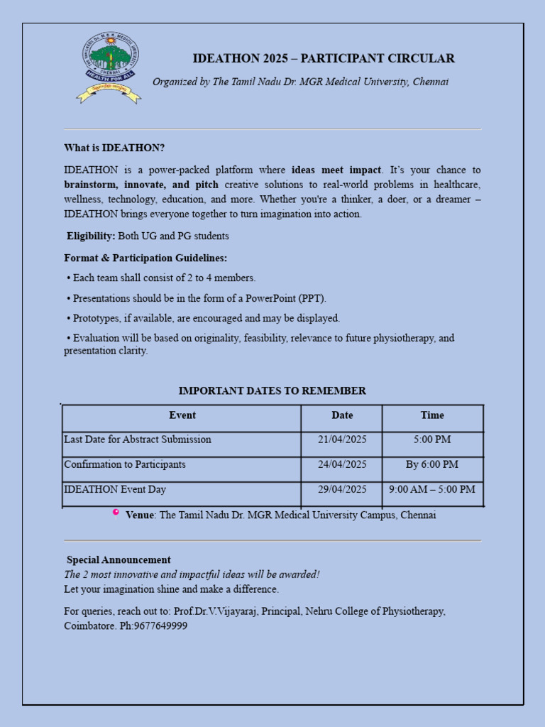 Ideathon 2025 - Participant Circular | PDF