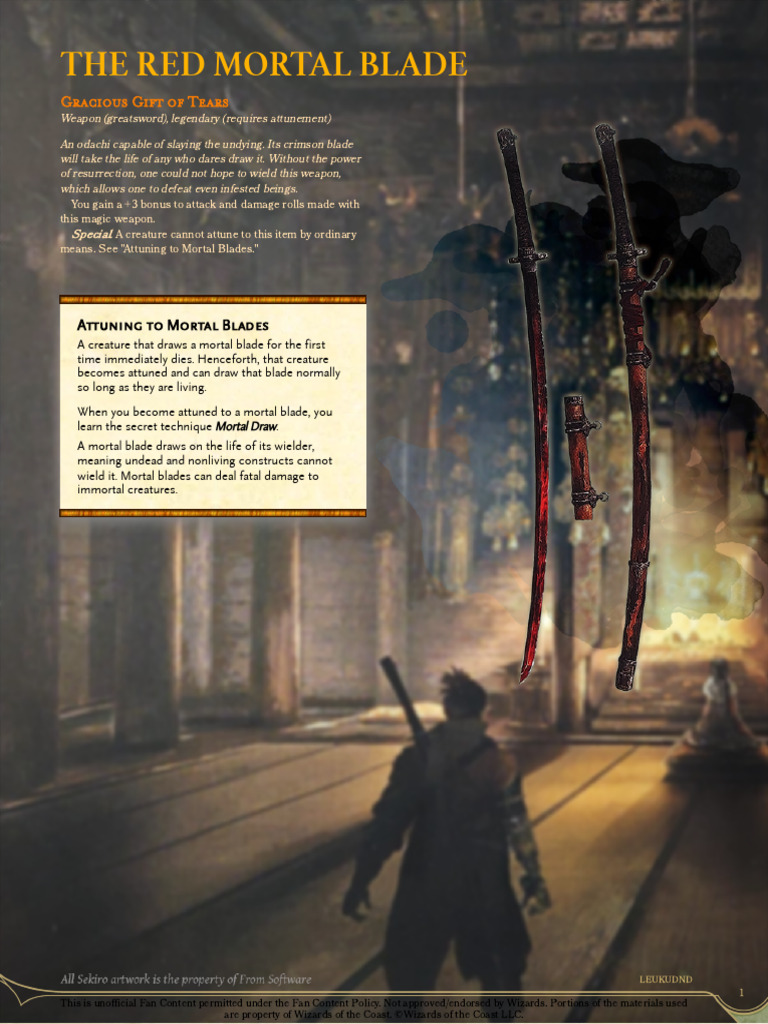 Sekiro D&D Part 9. The Mortal Blades | PDF