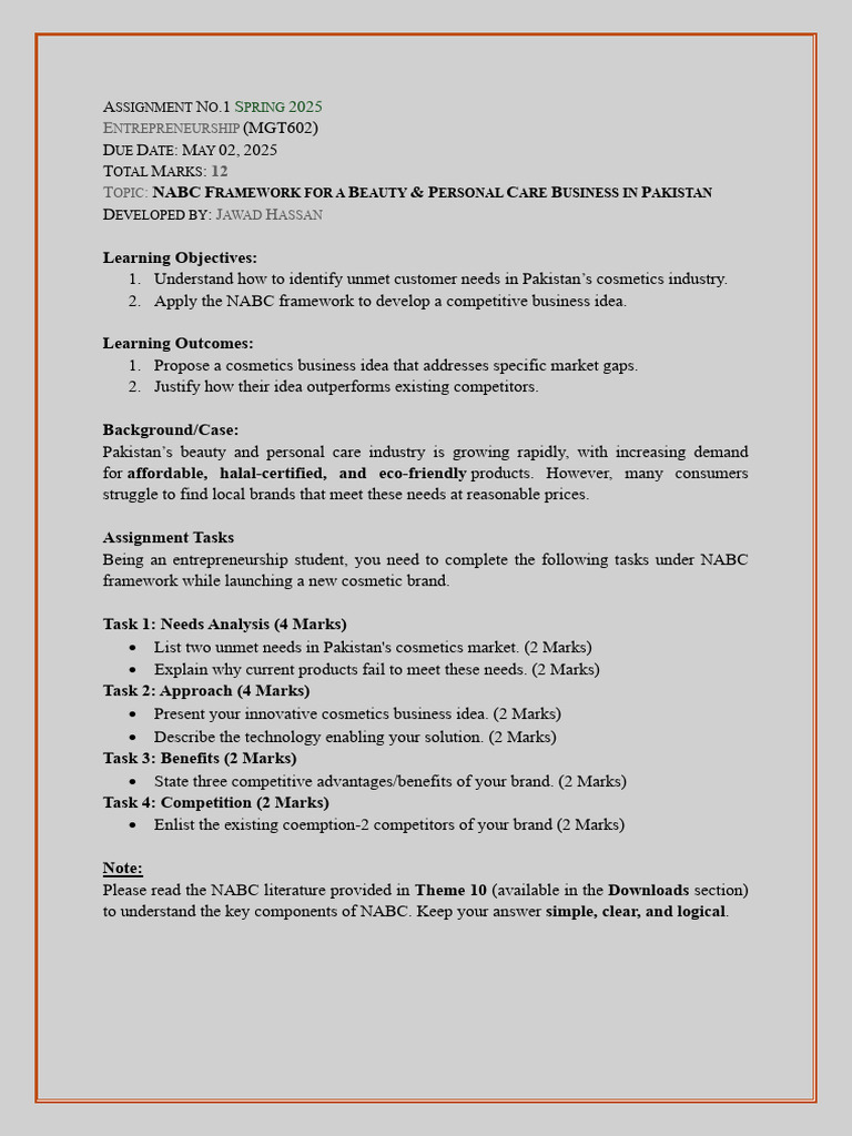 Spring 2025 - MGT602 - 1 | PDF