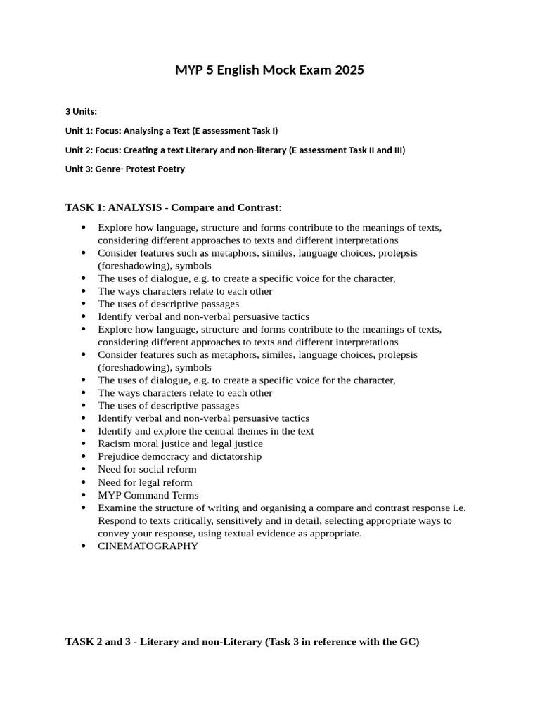 MYP 5 E Assessment English Syllabus | PDF | Narrative | Human Communication
