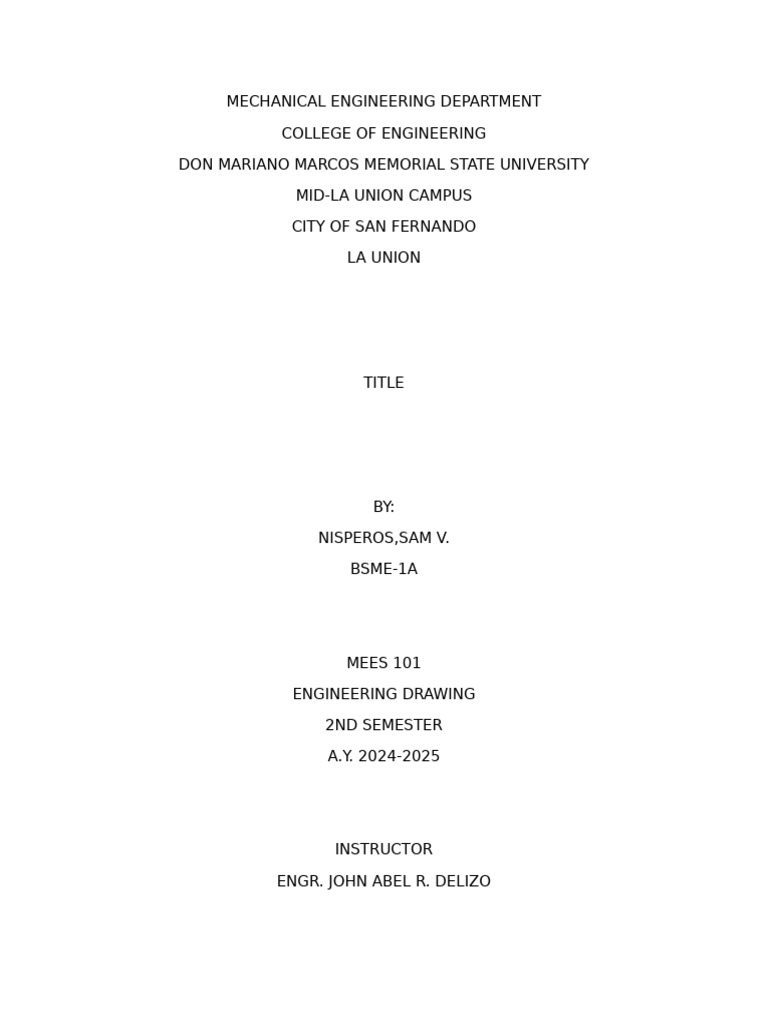 Engineering Drawing Cover Page | PDF