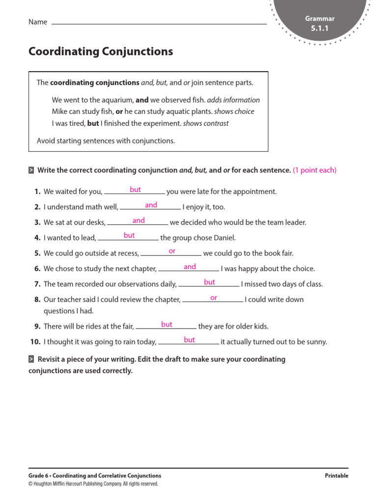 Coordinating and Correlative Conjunctions -Grammar Practice AK | PDF | Grammar | Language Mechanics